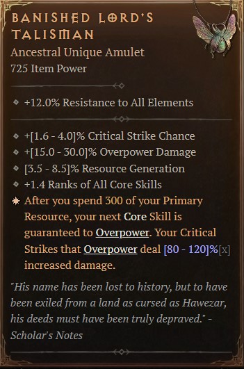 Buy Banished Lord's Talisman Unique – Diablo 4 Service