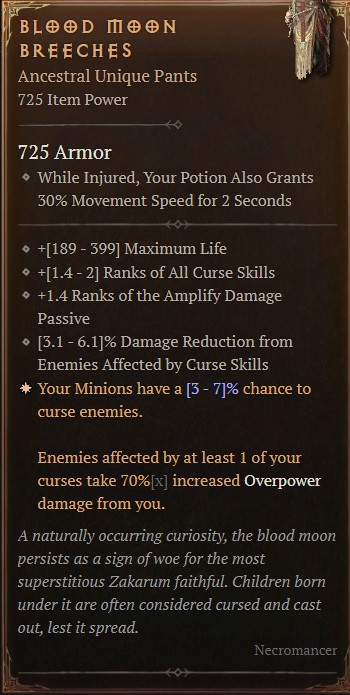 Buy Blood Moon Breeches Unique – Diablo 4 Service | KBoosting