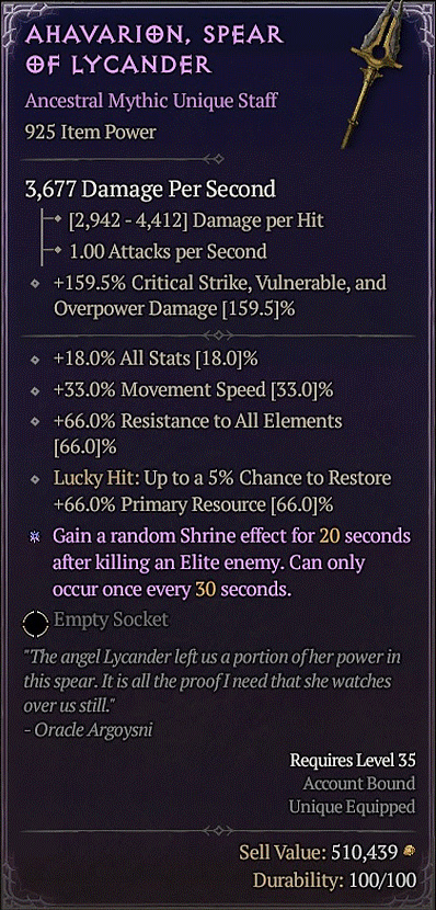 Buy Avaharion Mythic Unique – Diablo 4 Service | KBoosting