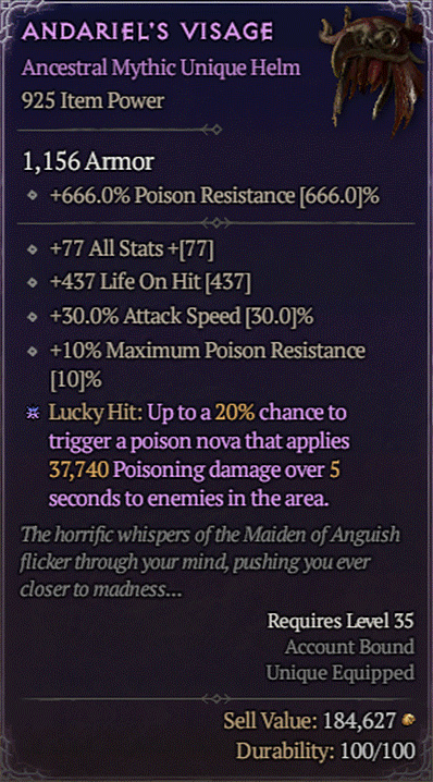 Buy Andariel's Visage Uber Unique – Diablo 4 Service