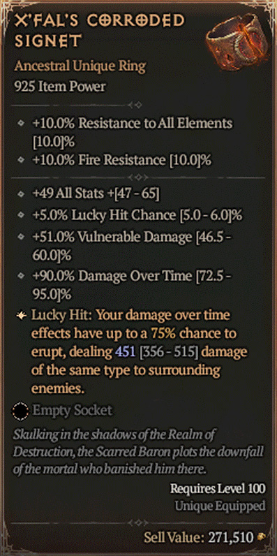 Buy X'Fal's Corroded Signet Unique – Diablo 4 Service | KBoosting