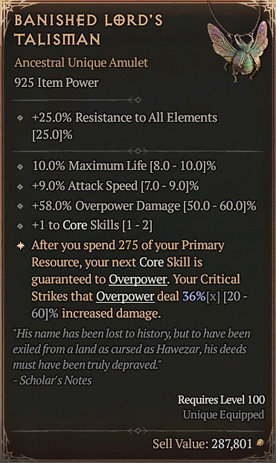 Buy Banished Lord's Talisman Unique – Diablo 4 Service